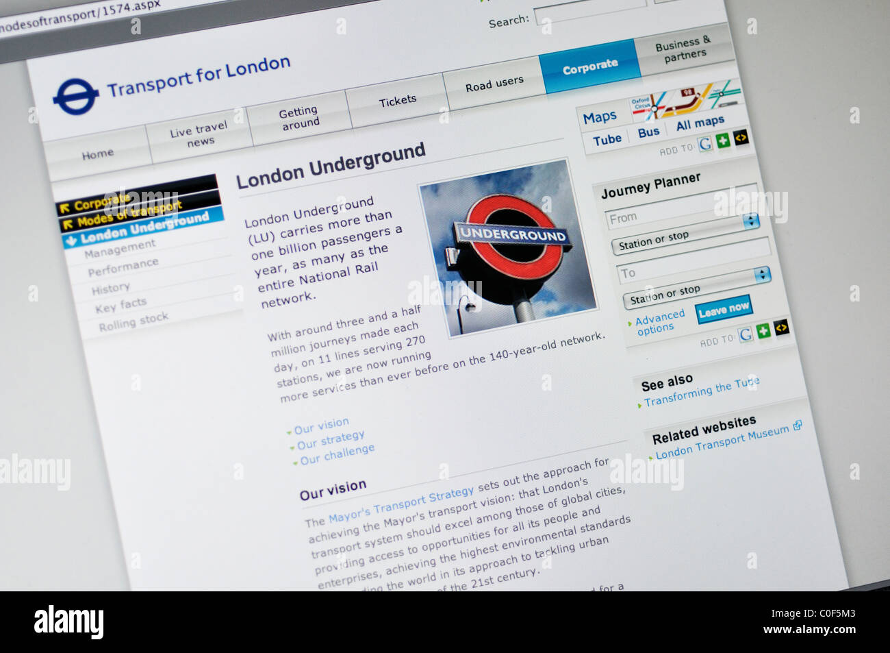 London transportation website Stock Photo - Alamy