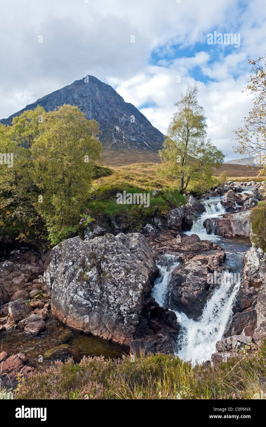 Etive Mor Waterfall at River Coupall where upper Glen Etive meets Glen ...