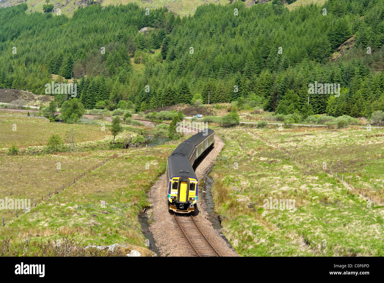 First Scotrail operated Class 156 DMU in Lochaber west of Glenfinnan en ...
