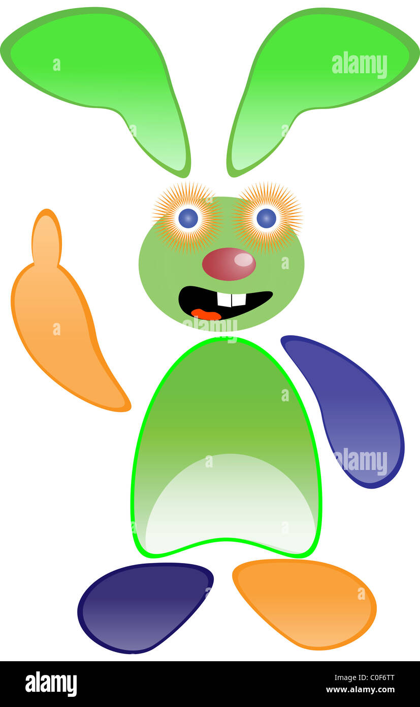 Green funny rabbit vector isolated on white Stock Photo - Alamy