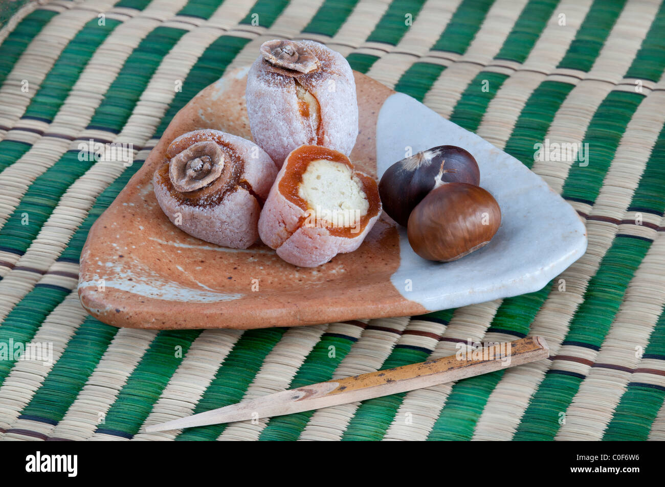 Dried Persimmon with chestnut paste inside Stock Photo - Alamy