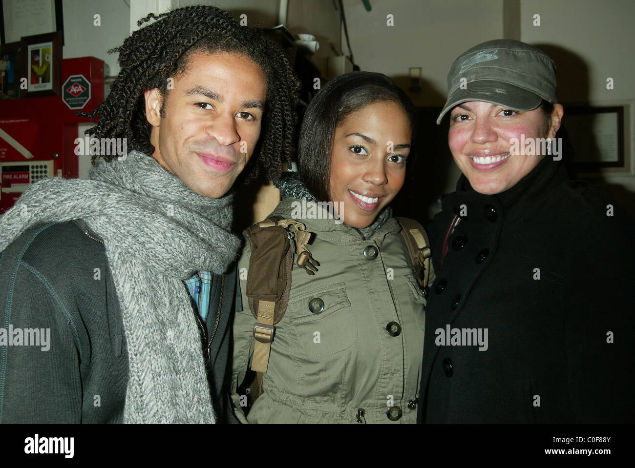 Chad Goodridge, De'Adre Aziza and Sara Ramirez backstage at the ...
