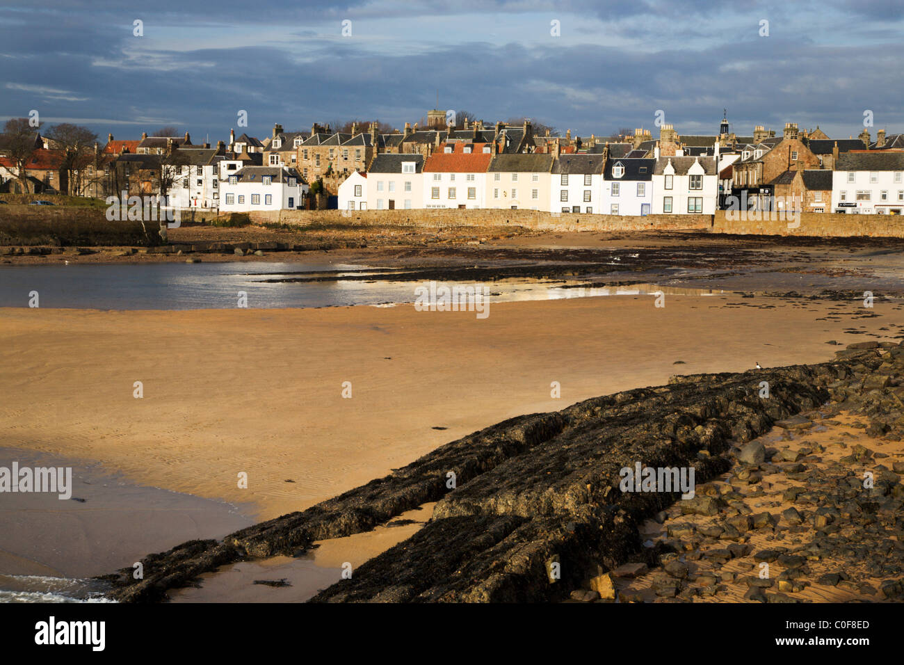 Beach and Cottages at Low Tide Anstruther Fife Scotland Stock Photo - Alamy