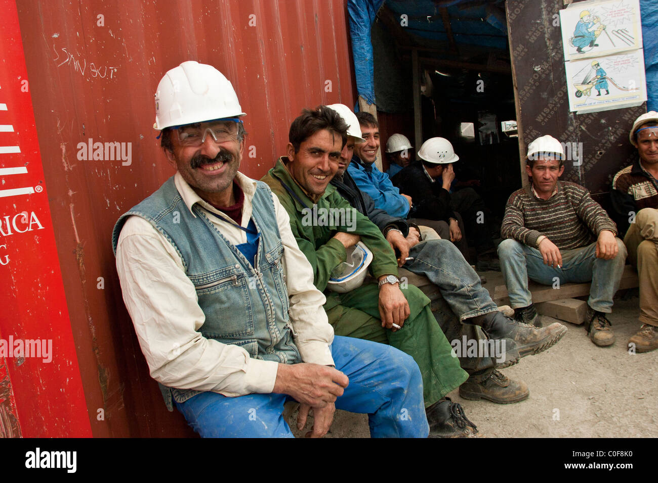 Migrant workers from Turkey during construction of the Sakenergy LNG ...