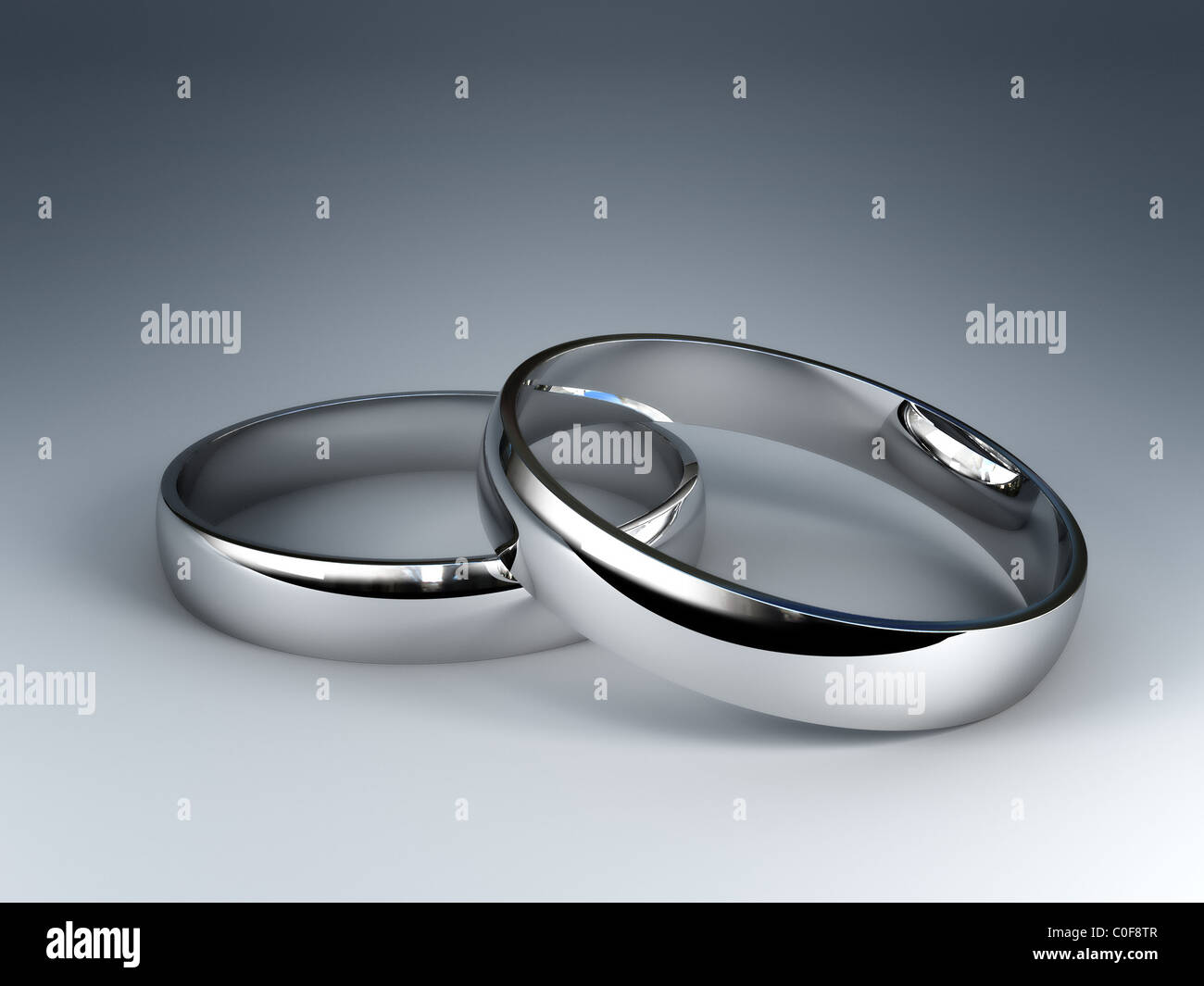 fine 3d image of classic silver wedding rings Stock Photo - Alamy