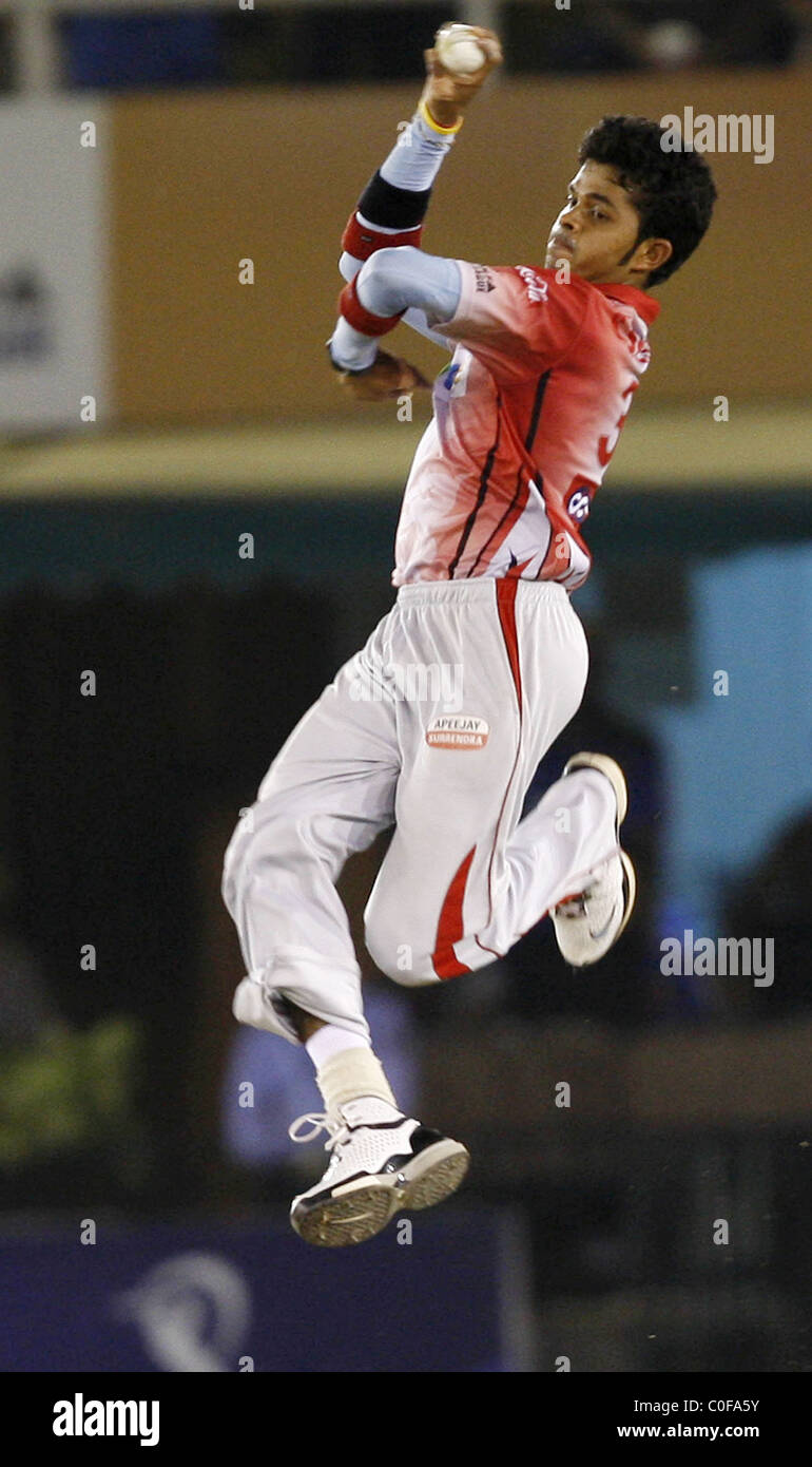 S Sreesanth of Kings XI Punjab Kings XI Punjab versus Deccan Chargers ...
