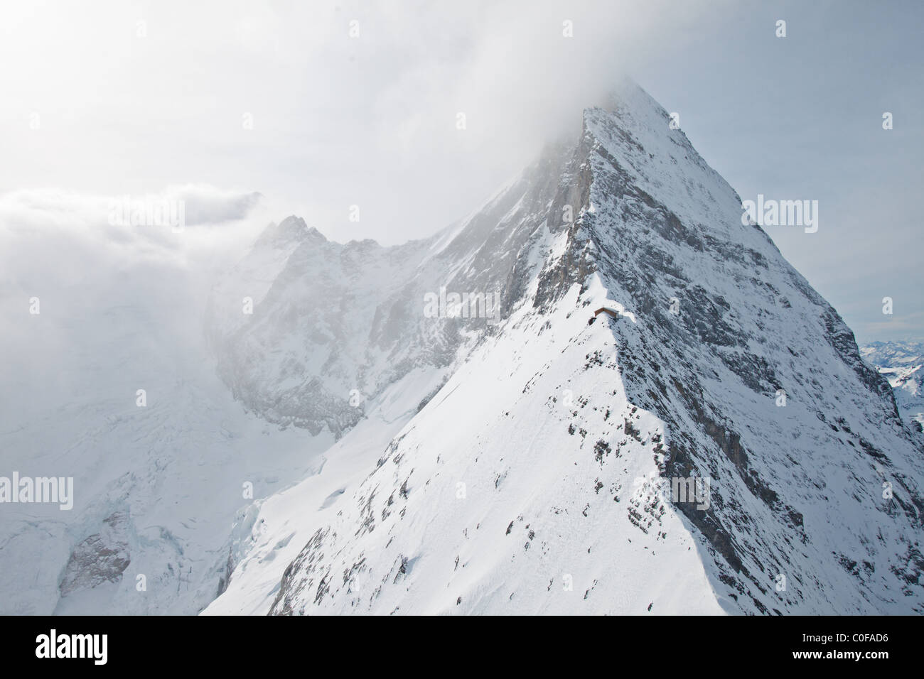 The ridge of Mt Eiger seen from a helicopter, Grindelwald, Bernese ...
