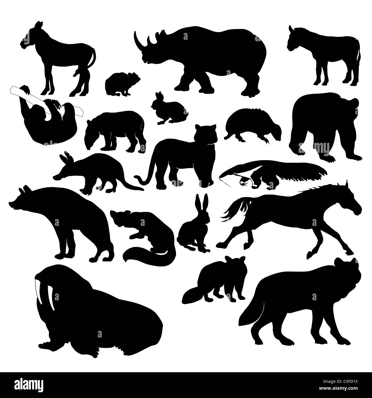 Silhouettes of wildlife animals Stock Photo - Alamy