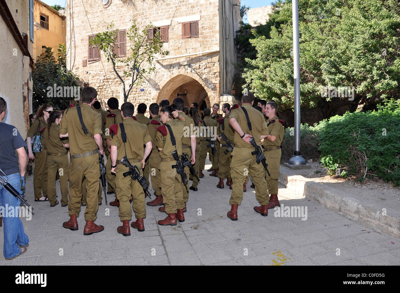 Old City of Jaffa, Israeli soldiers on tour Tel Aviv, Israel Stock ...