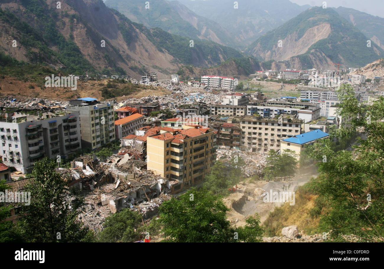 Beichuan county lies in ruins after the Wenchuan earthquake. Beichuan ...