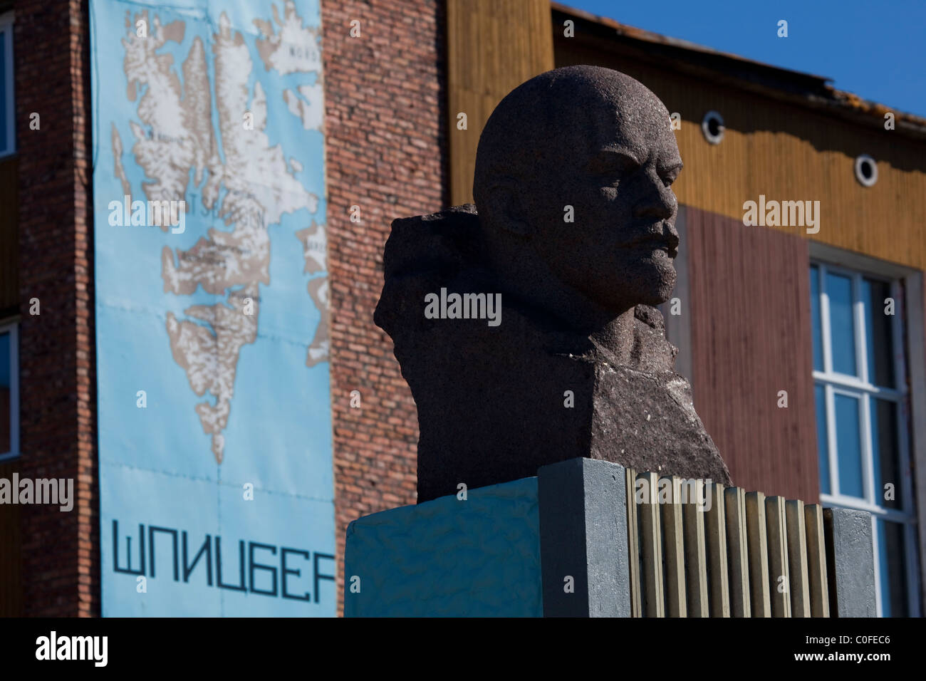 Bust of Lenin in Barentsburg, a Russian coal mining town in the ...
