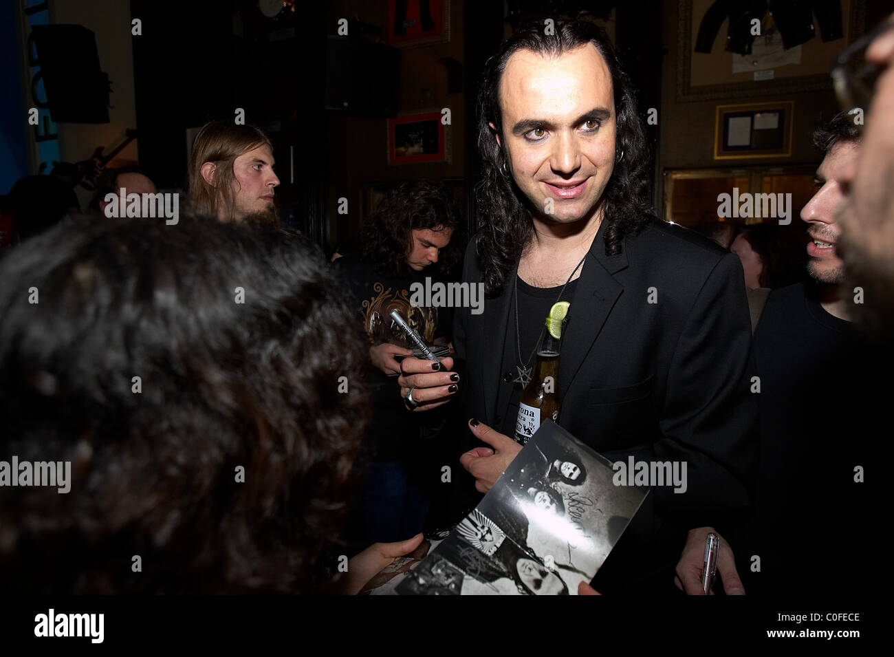 Fernando Ribeiro singer of band Moonspell giving autographs during the ...