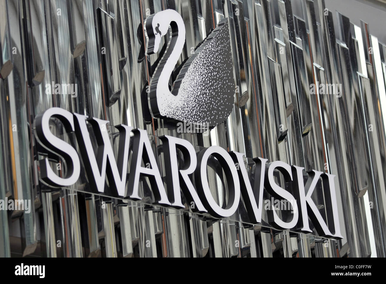 A store sign on the Swarovski store in Oxford Street, London Stock ...