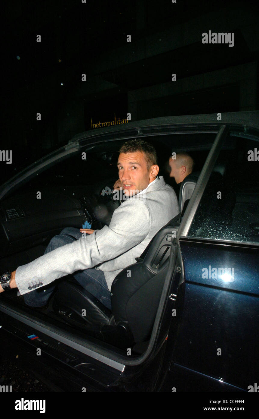 Andriy Shevchenko leaving Nobu restaurant in Mayfair with a friend ...
