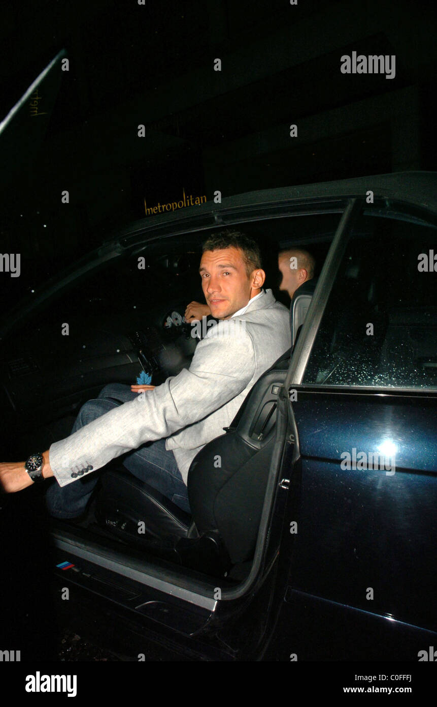 Andriy Shevchenko leaving Nobu restaurant in Mayfair with a friend ...