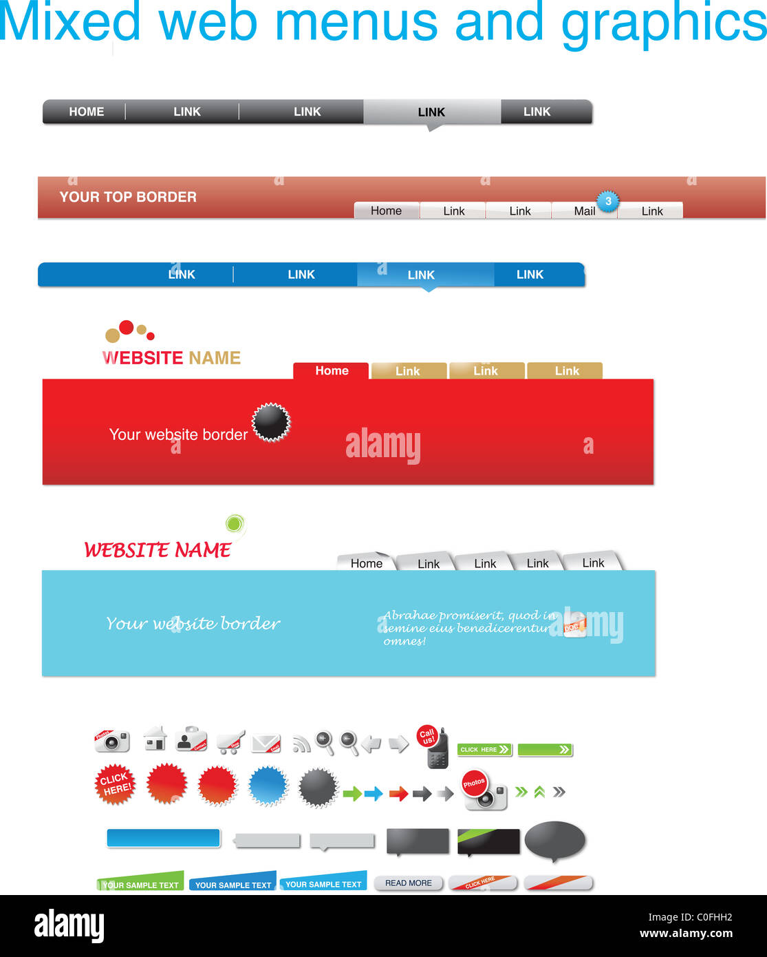 Mixed web menus and graphics Stock Photo - Alamy