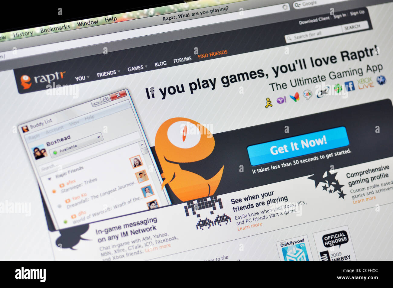 Raptr - social network website for gamers Stock Photo - Alamy