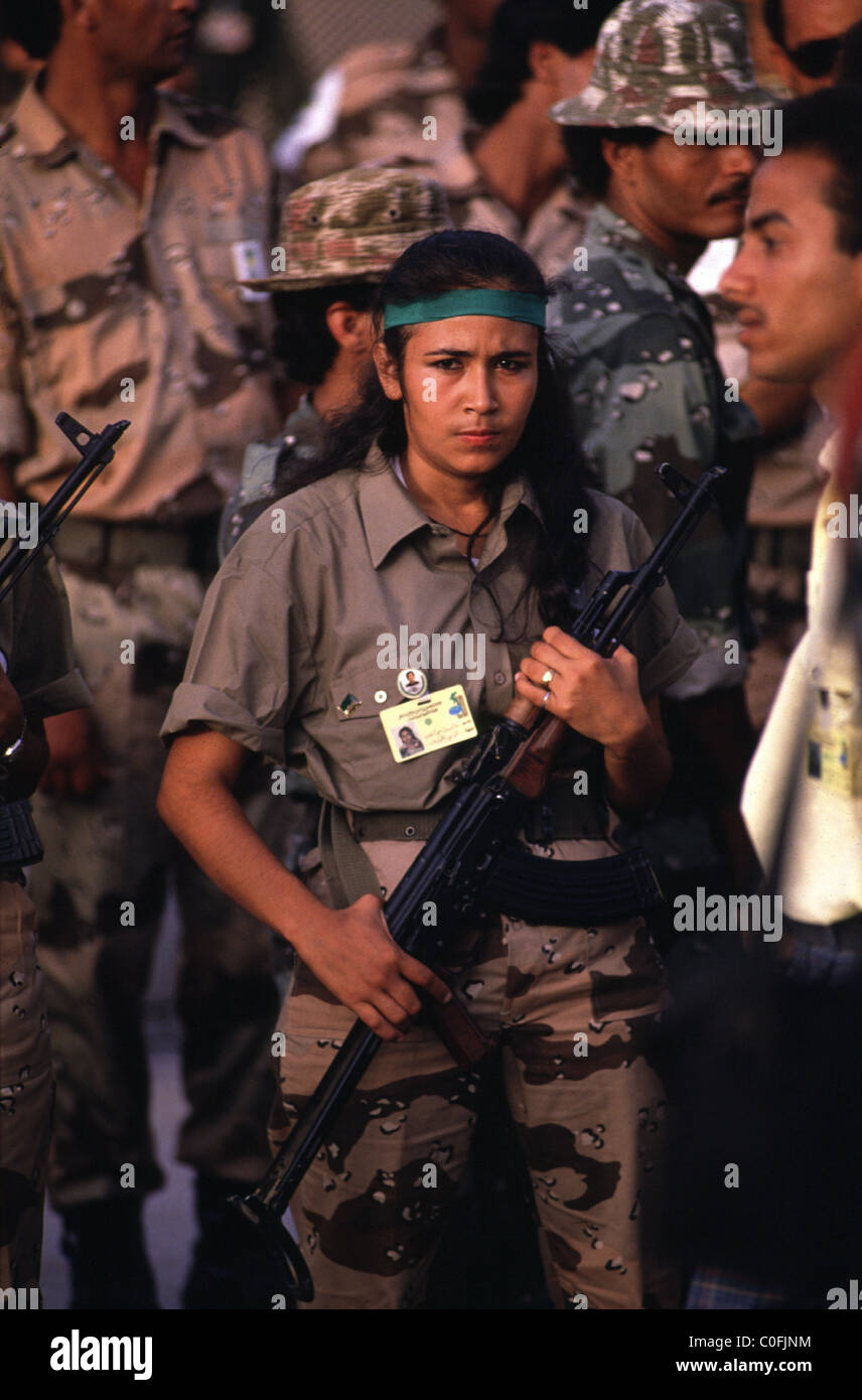 benghazi, libya -- a female member of the special presidential security ...