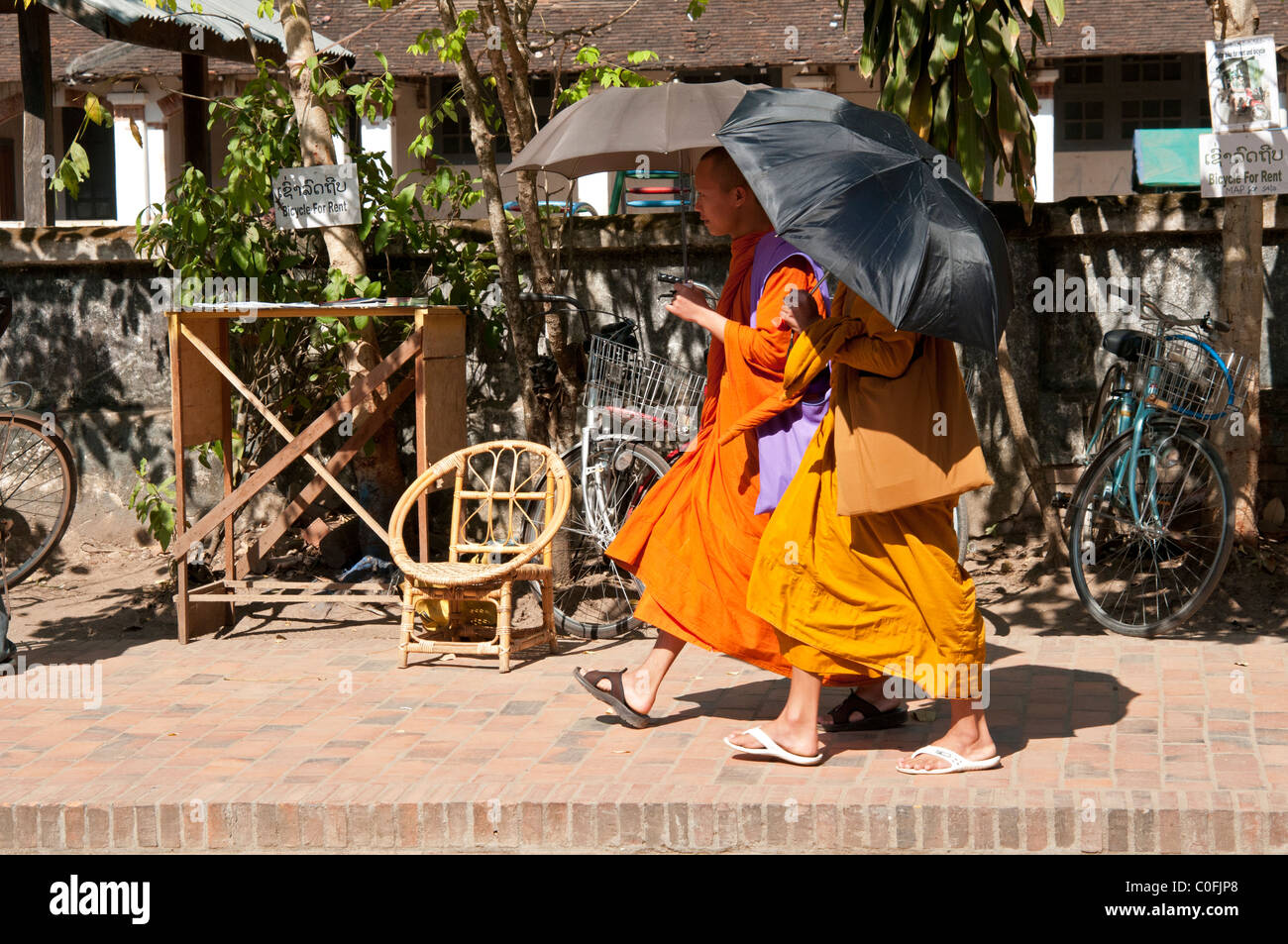 Buddhist monks holding umbrellas hi-res stock photography and images ...