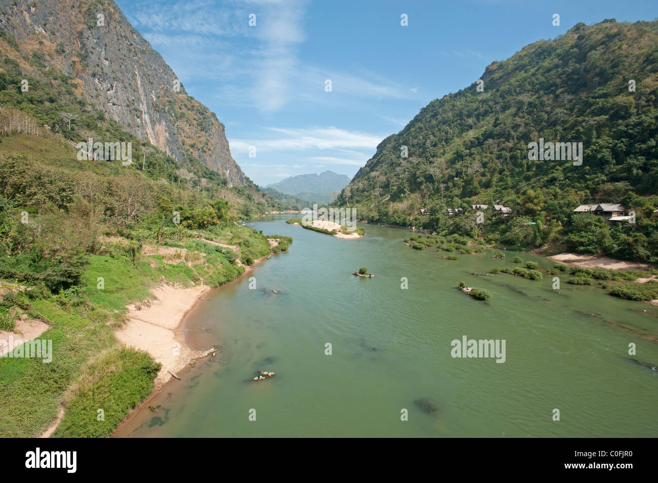 The Nam Ou river at Nong Khiaw Northern Laos Stock Photo - Alamy