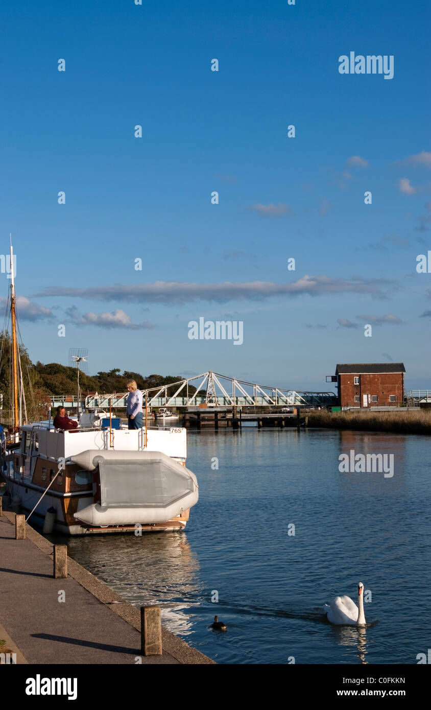 River Yare at Reedham, part of the Norfolk Broads, with Railway Swing ...