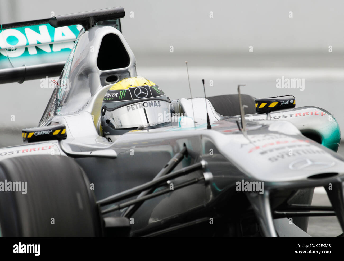 german Formula One driver Nico Rosberg in the Mercedes GP W02 race car ...