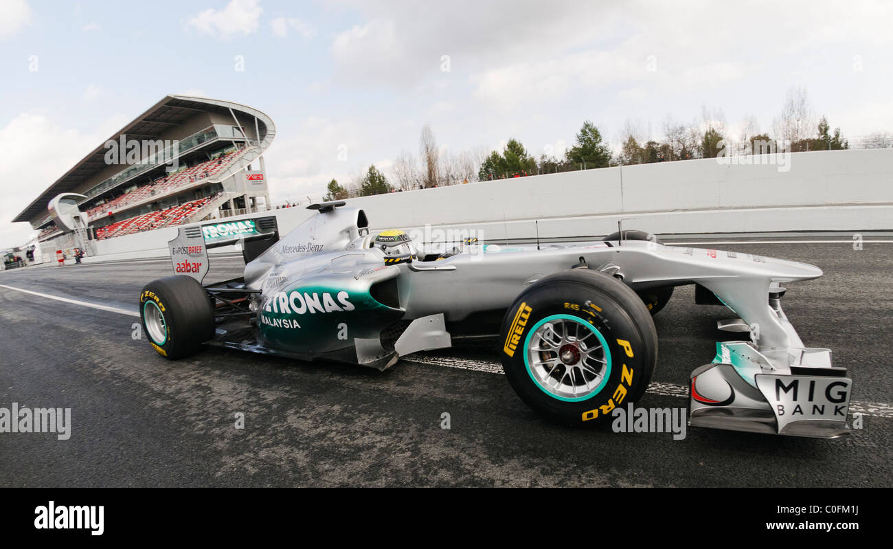 german Formula One driver Nico Rosberg in the Mercedes GP W02 race car ...