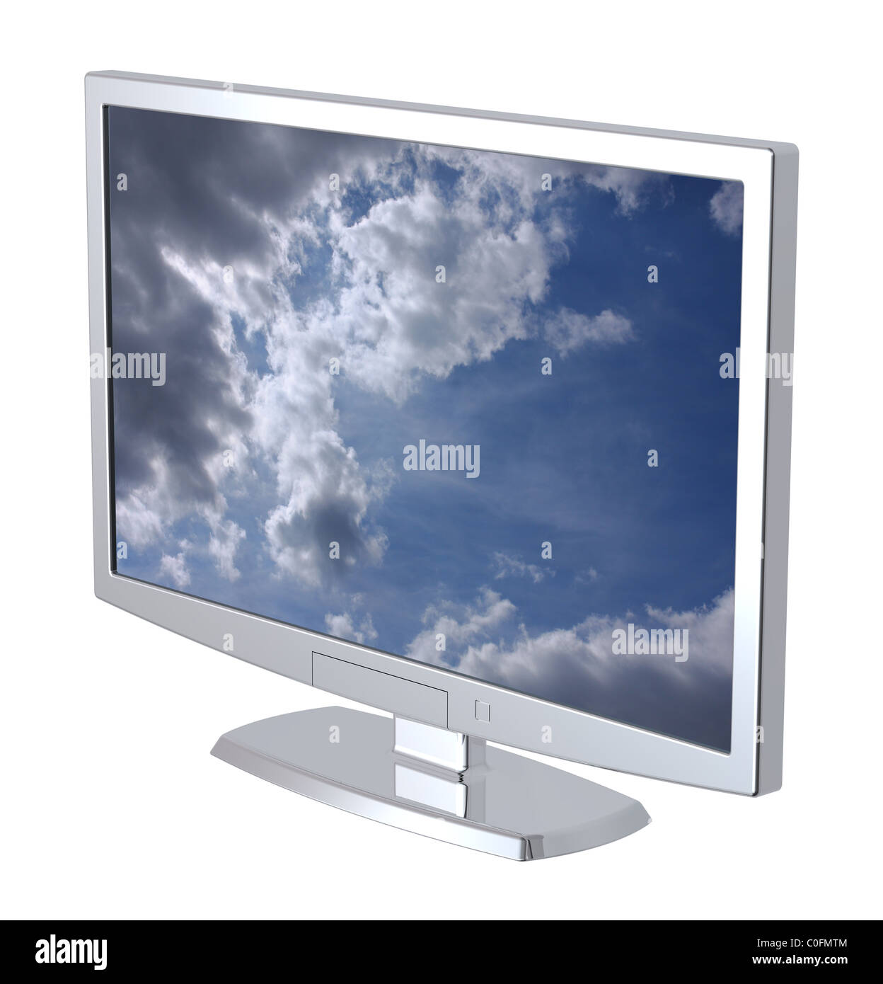 Silver Lcd tv monitor on white background Stock Photo - Alamy