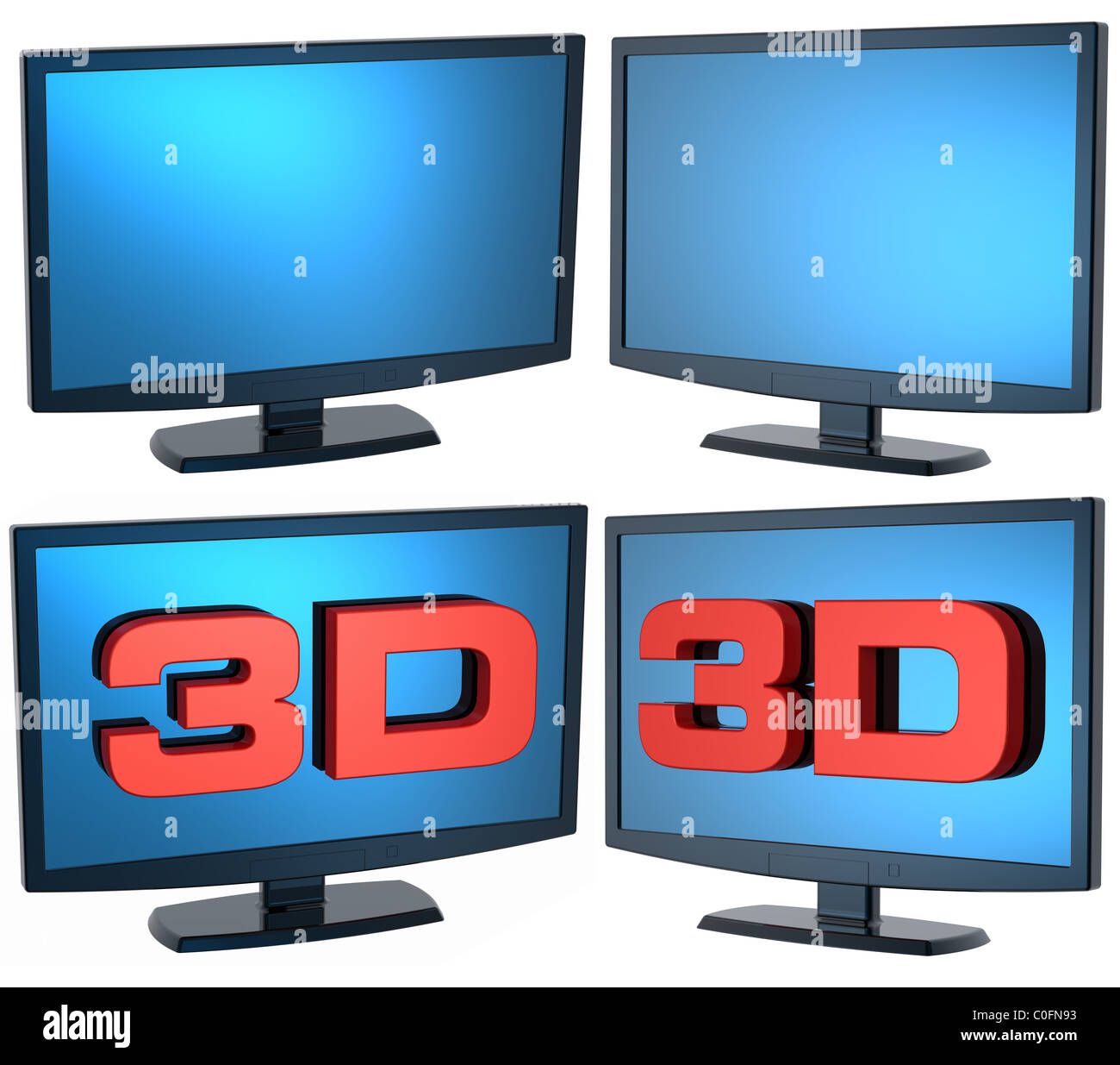 Set of black Lcd tv monitor on white background Stock Photo - Alamy