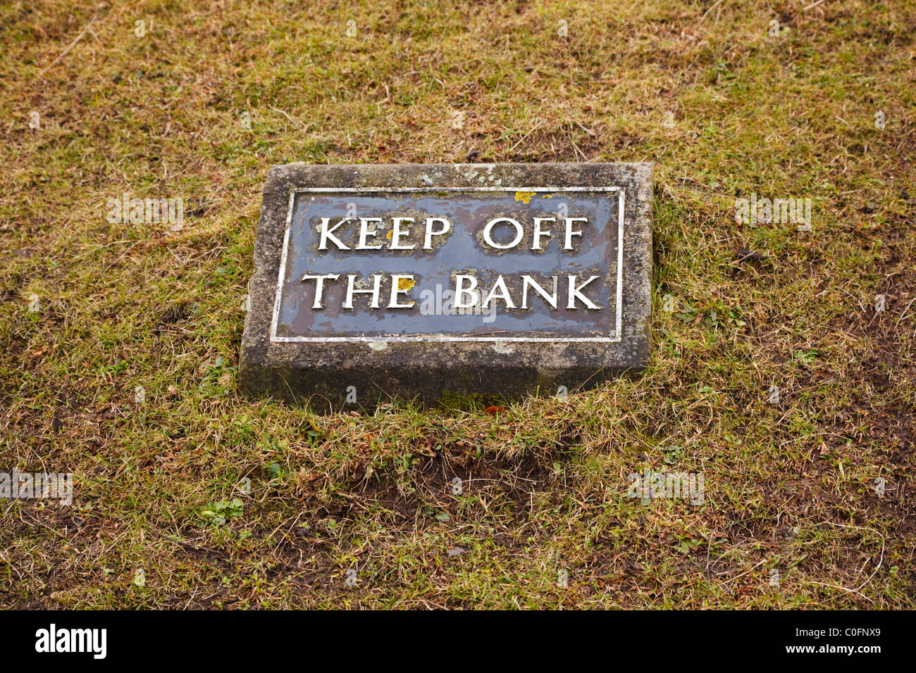 "Keep off the bank" Sign on the grass bank beneath Cliffords Tower ...