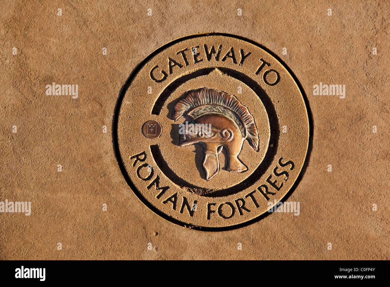 York Gateway to Roman Fortress tourist trail marker on the City Walls ...