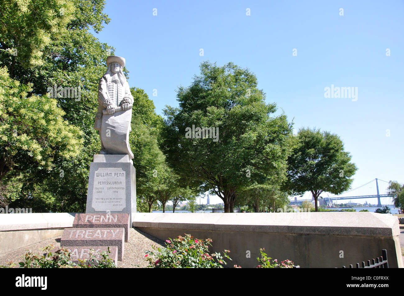 Statue of William Penn in Penn Treaty Park, Philadelphia, Pennsylvania ...