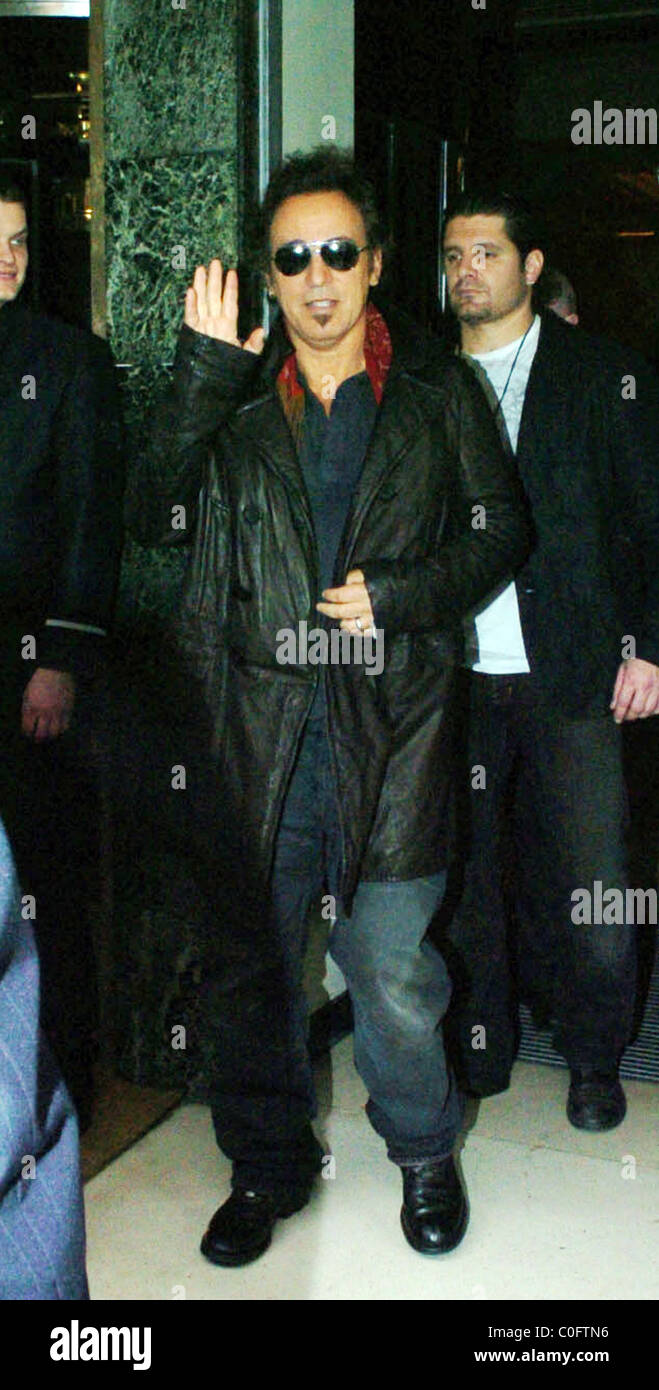 Bruce Springsteen leaving Claridge's Hotel in Mayfair and heads to the ...