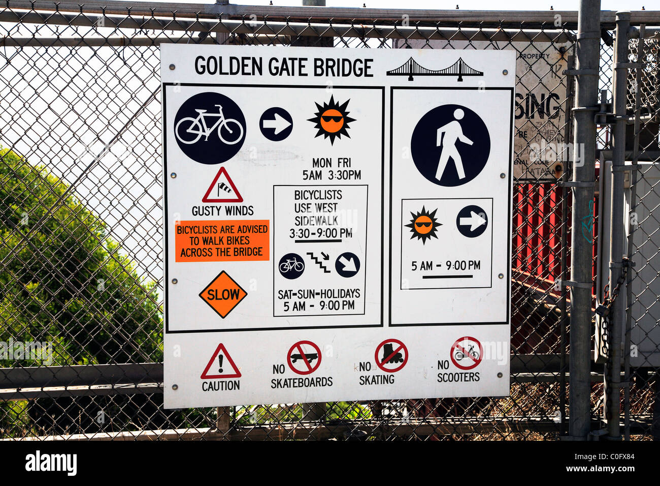 Golden Gate Bridge information sign Stock Photo - Alamy