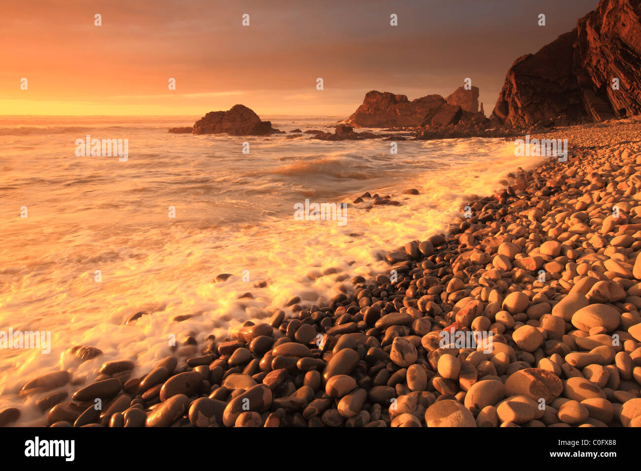 Sandymouth Bay - early spring evening, North Cornwall, England, UK ...