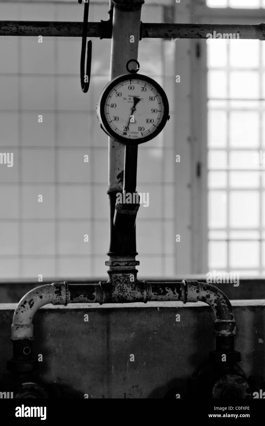 Shower temperature meter at the Fort Breendonk, a former Nazi ...