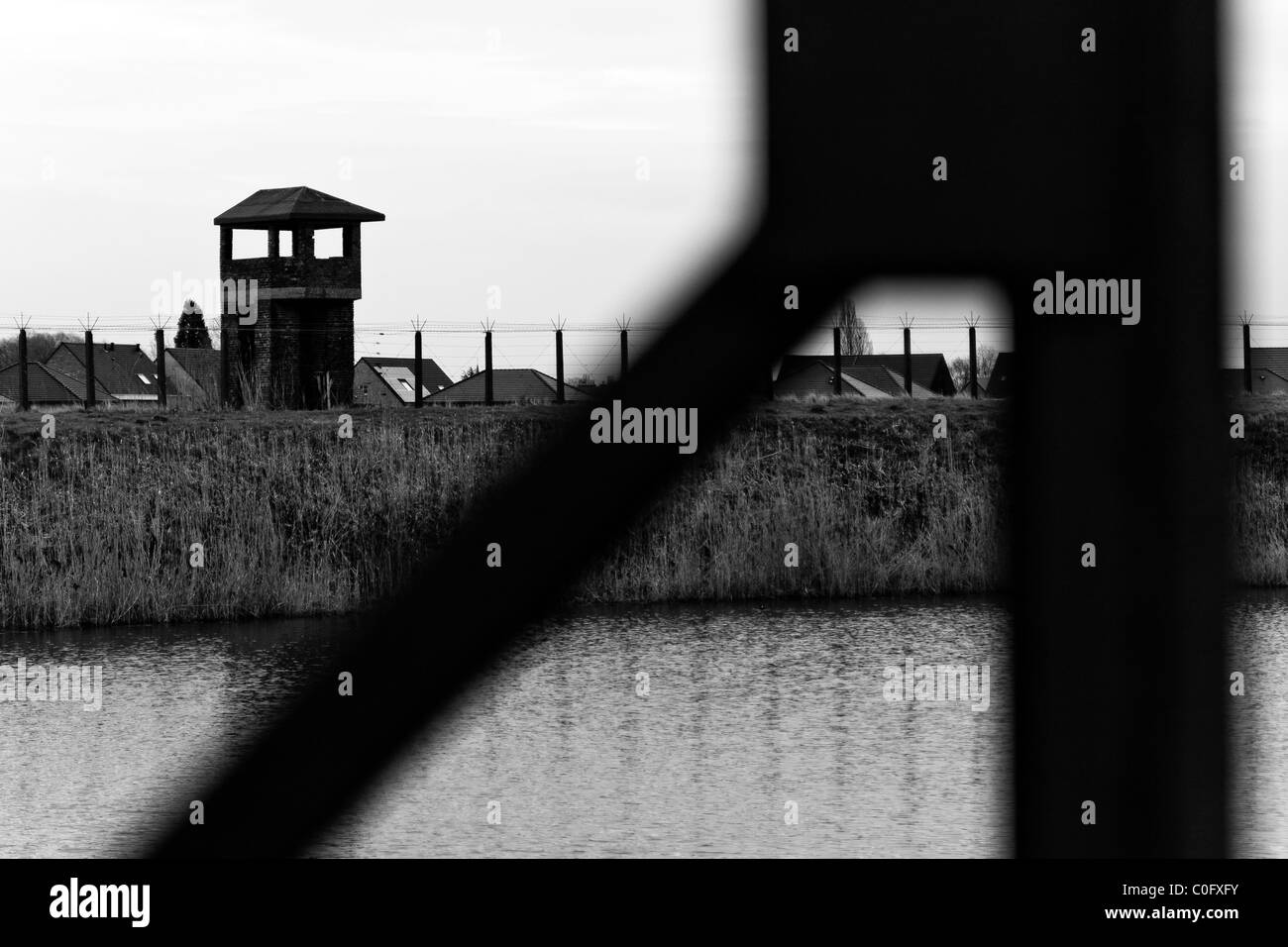 A watchtower at the Fort Breendonk, a former Nazi concentration camp in ...