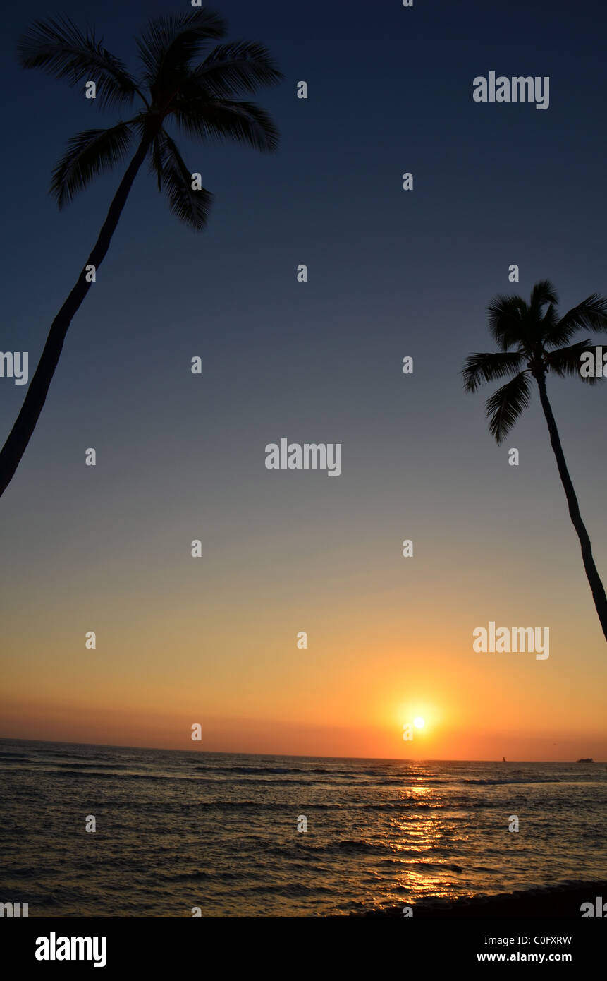 Sunset view from Oahu in Hawaii Stock Photo - Alamy