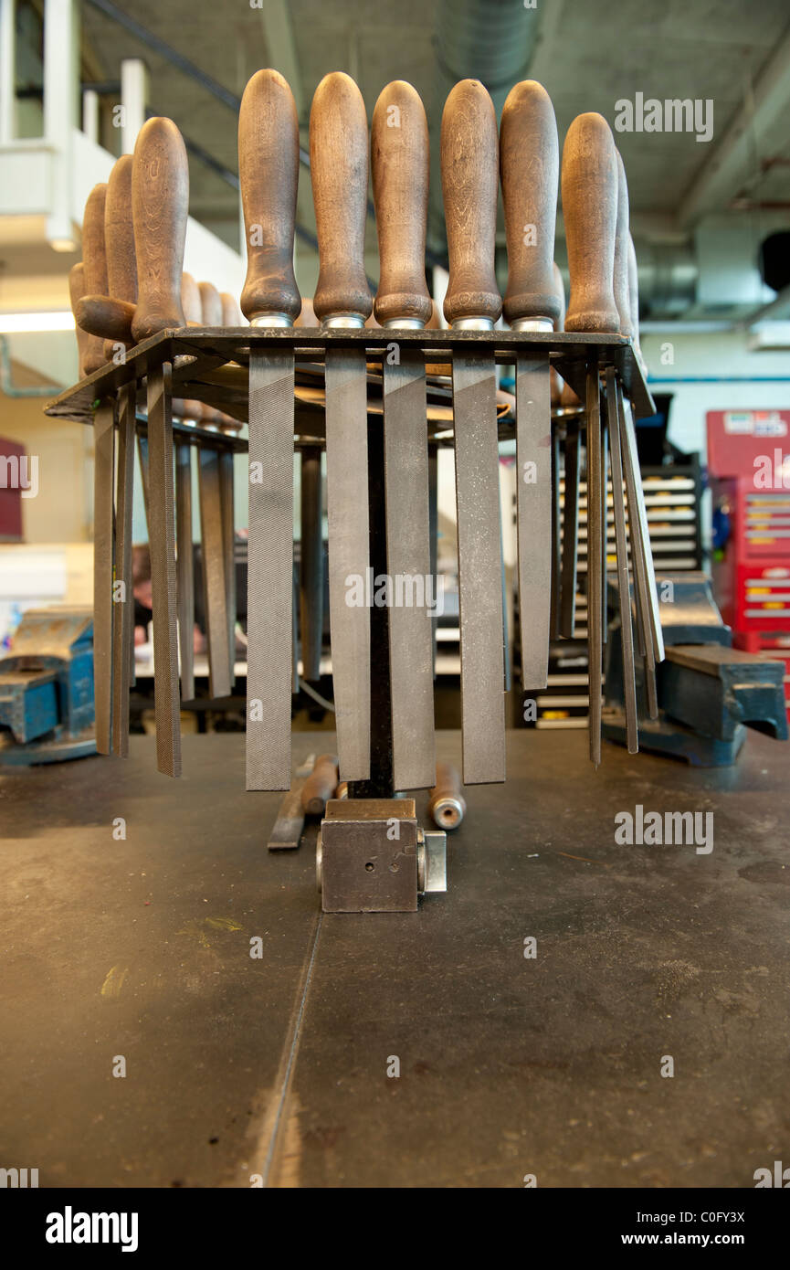 A rack of metal working tools in a workshop UK Stock Photo - Alamy