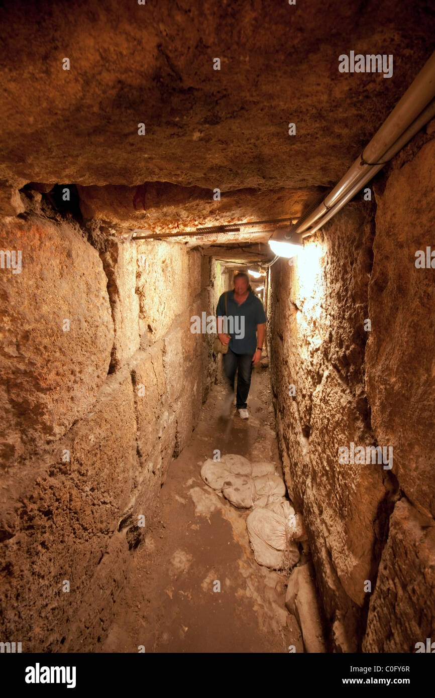 Israel. A man walks through an ancient street in the "City of David ...