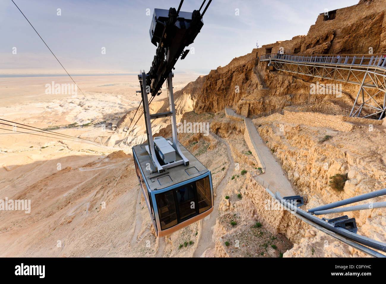 Israel, The cable car at the famous historical site of the ancient ...