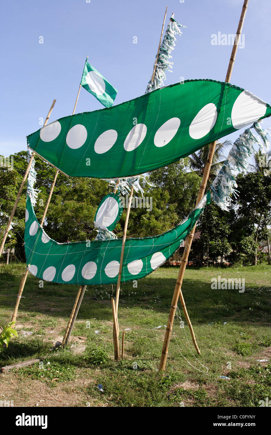 Opposition party (PAS) flag in the shape of a traditional kite ...