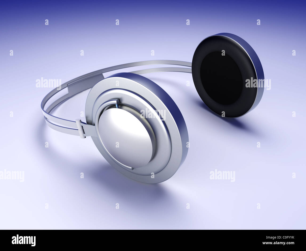 Chrome / Silver Headphones Stock Photo - Alamy
