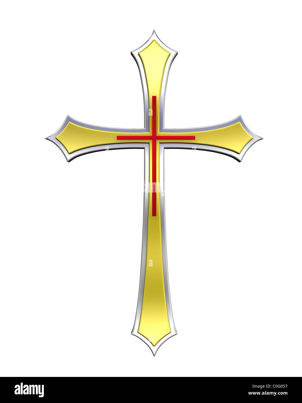 Gold Christian cross isolated on white Stock Photo - Alamy