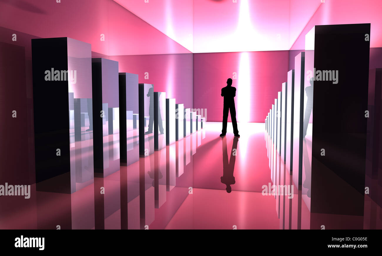 A Man standing inbetween growing Charts Stock Photo - Alamy