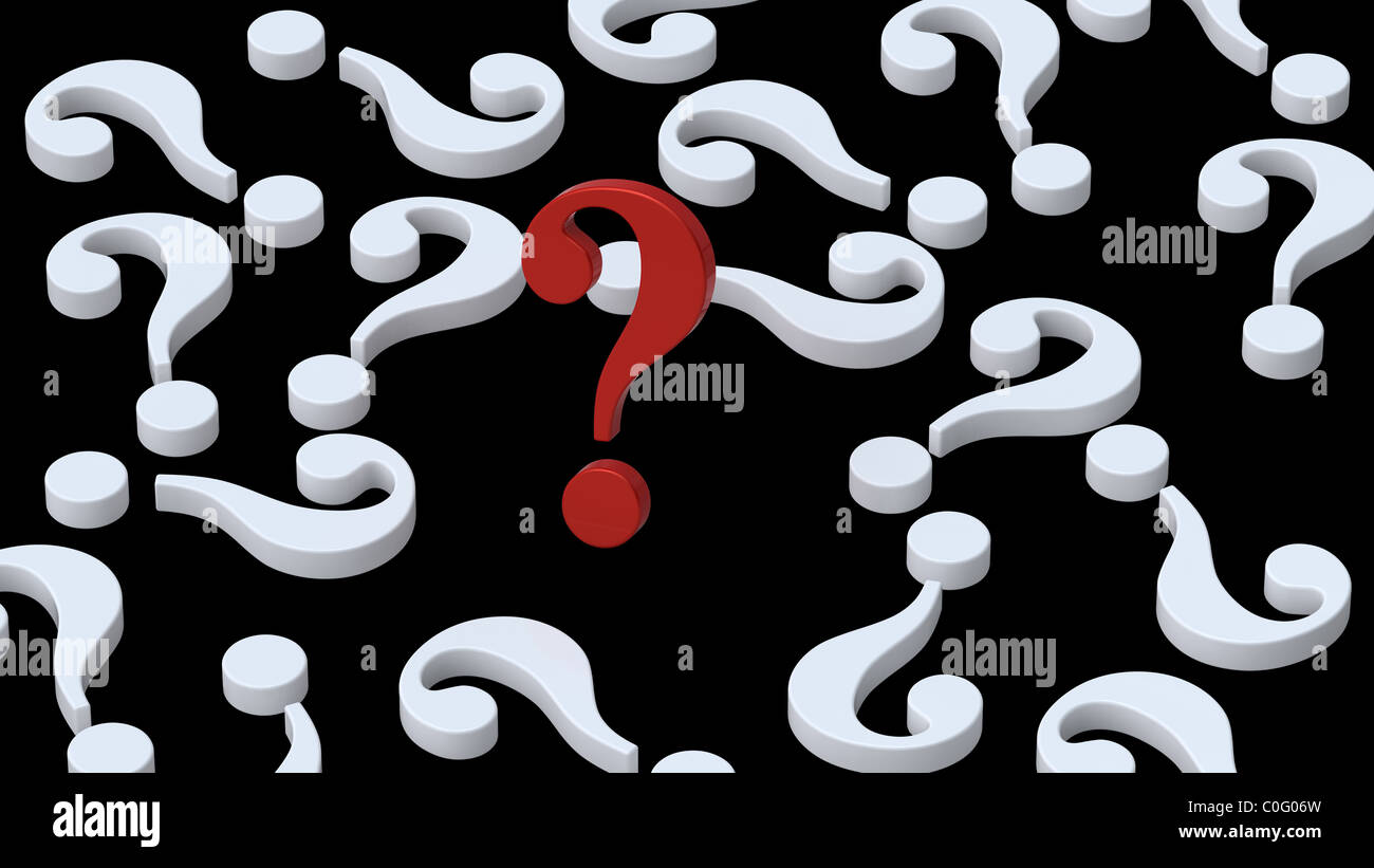 White question marks with red one Stock Photo - Alamy