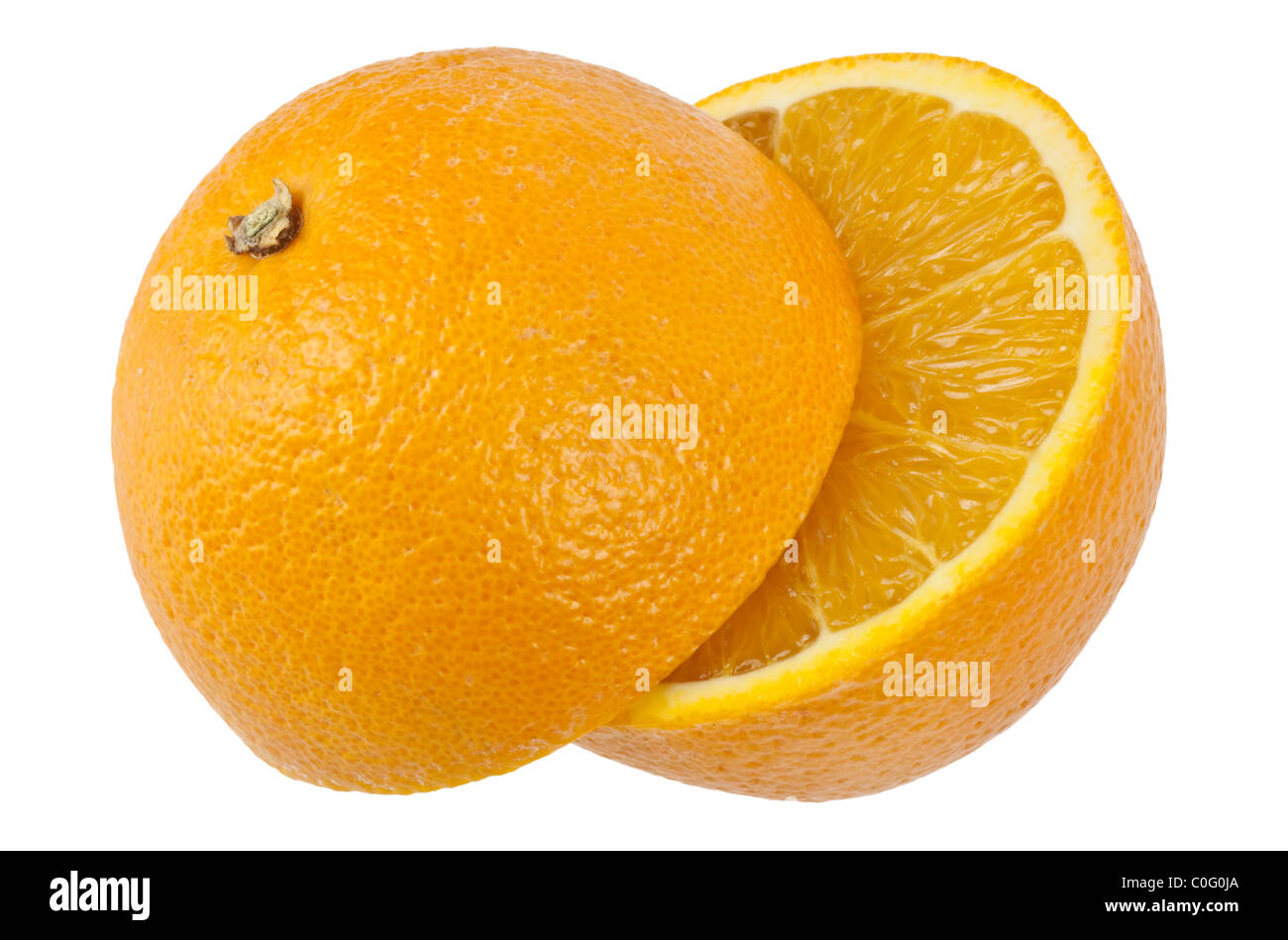 Two halves of orange isolated on white background Stock Photo - Alamy