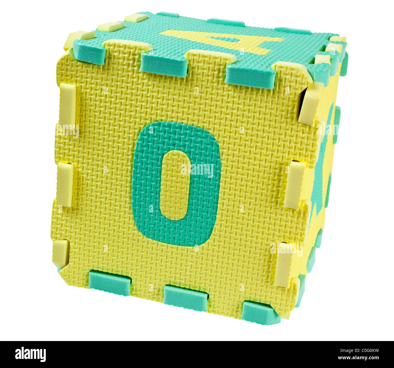 Toy blocks forming a cube with the number zero isolated on white ...