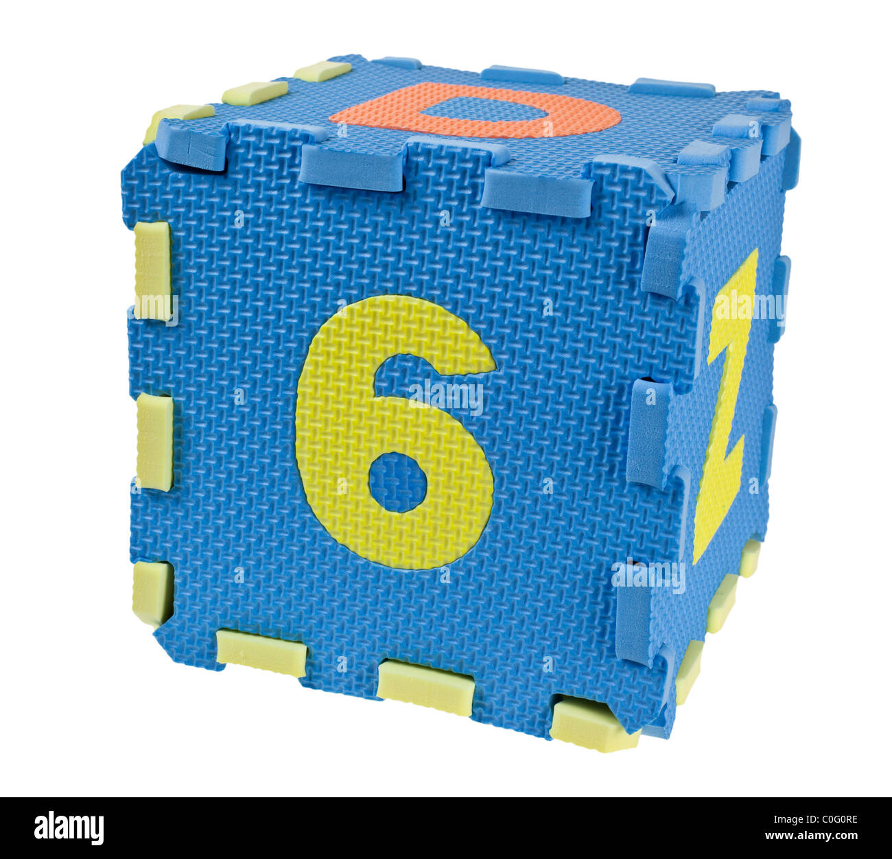 Toy blocks forming a cube with the number six isolated on white ...