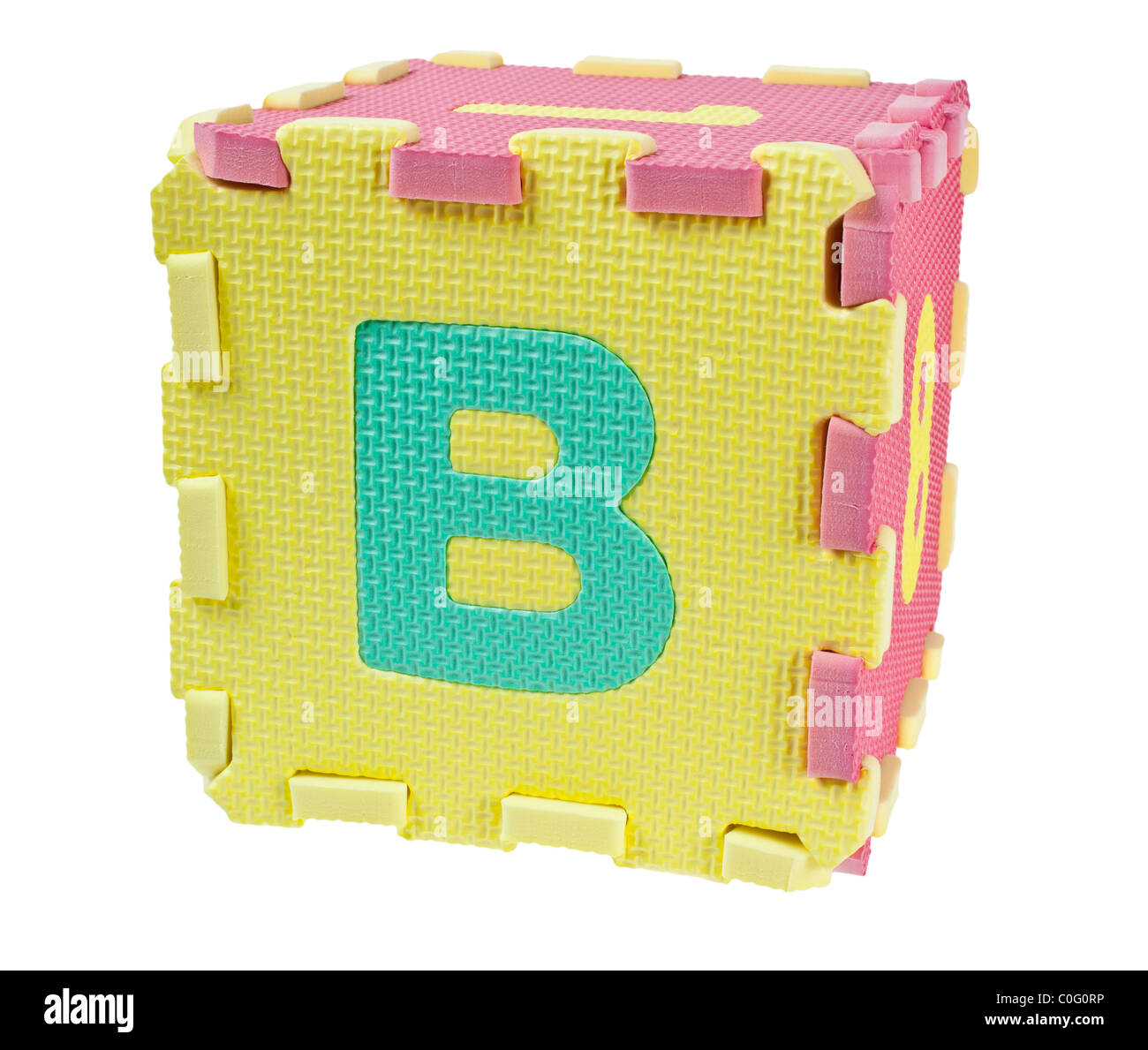 Toy blocks forming a cube with the letter B isolated on white ...